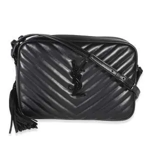 Saint Laurent Calfskin Matelasse Monogram Lou Camera Bag - Black