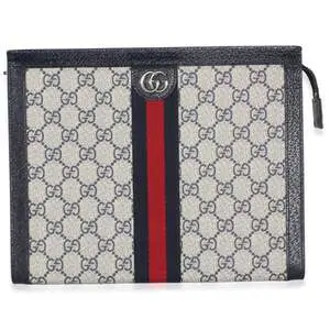 Gucci Ophidia Gg Supreme Canvas Large Pouch - Blue