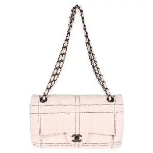 Chanel Light Multicolor Quilted Tweed Double Flap Bag