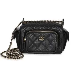 Chanel Quilted Lambskin Camera Case With Gold-tone Hardware