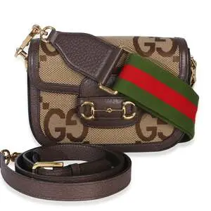 Gucci Jumbo Gg Textured Dollar Calfskin Horsebit 1955 Bag - Brown