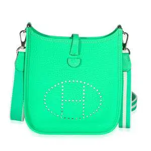 Hermès Clemence Evelyne Tpm Bag With Silver-tone Hardware - Green