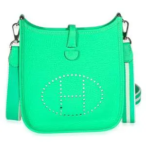 Hermès Clemence Evelyne Tpm Bag With Silver-tone Hardware - Green