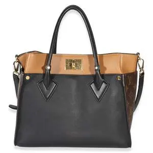 LOUIS VUITTON Louis Vuitton On My Side MM Monogram Canvas Top Handle Bag Black