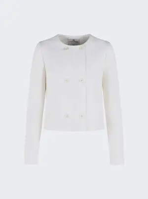 COURRÃ¨GES Double Breasted Knit Jacket Heritage - White