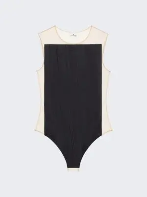 COURRÃ¨GES Bodysuit Crinkled Satin Illusion - Black