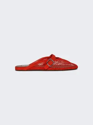 Alaïa Flat Mules In Suede And Fishnet - Orange