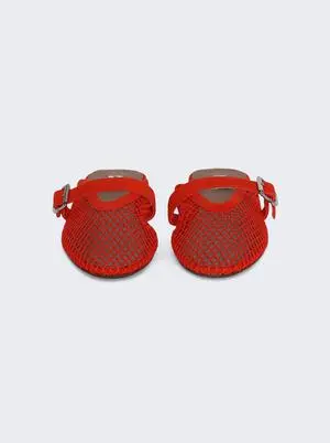 ALAÃA Alaia Flat Mules In Suede And Fishnet