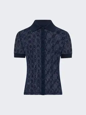 MARINE SERRE Moonogram Mesh Flock Polo Shirt