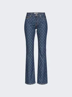 MARINE SERRE Denim Flare Jeans Midnight Blue