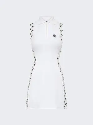 MARINE SERRE Athleisure Polo Mini Dress With Moon Inserts Optical - White