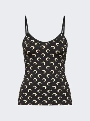 MARINE SERRE Moon Printed Jersey Straps Top Pink Black