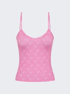 MARINE SERRE Moon Printed Jersey Straps Top - Pink
