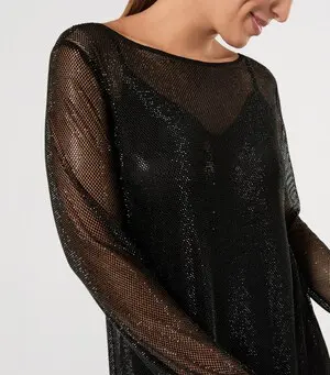 Marina Rinaldi Sparkling Mesh Midi Dress With V-neck Petticoat