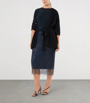 Marina Rinaldi Cashmere Tie-belt Cardigan
