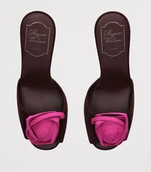ROGER VIVIER Suede Rose Mules 85
