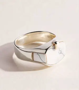 FYR Sterling And Howlite Signet Ring