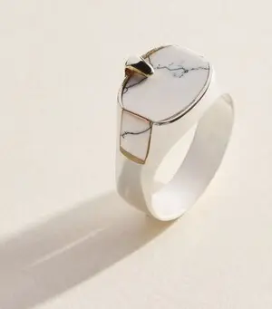FYR Sterling And Howlite Signet Ring