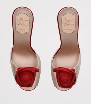 ROGER VIVIER Suede Rose Mules 85