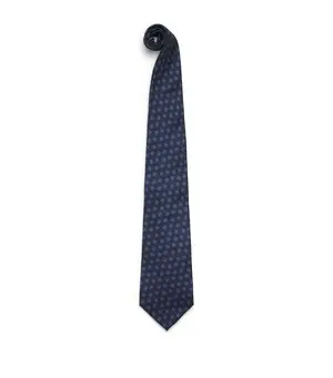 Ralph Lauren Purple Label Mulberry Printed Silk Neck Tie - Navy