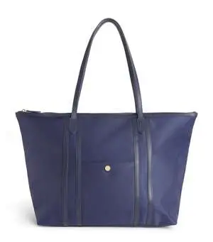 Harrods Nylon Jetsetter Tote Bag With Leather Trim - Navy