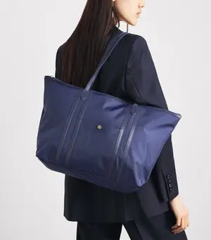 Harrods Nylon Jetsetter Tote Bag With Leather Trim