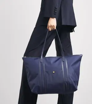 Harrods Nylon Jetsetter Tote Bag With Leather Trim