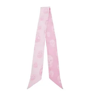 Alexander McQueen Silk Skull Skinny Scarf - Pink