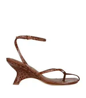 Simkhai Croc-embossed Leather Kelsey Heeled Sandals 75 - Beige