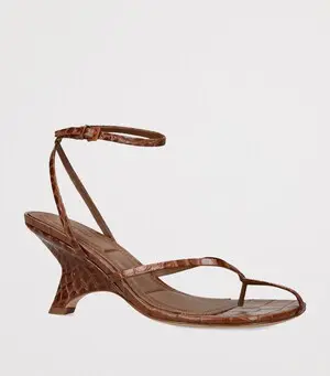 Simkhai Croc-embossed Leather Kelsey Heeled Sandals 75