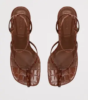 Simkhai Croc-embossed Leather Kelsey Heeled Sandals 75