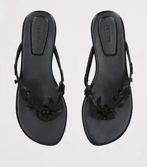 Simkhai Leather Floral Willow Flip Flops