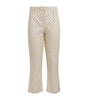 Faithfull The Brand Linen Polka Dot Capri Trousers - White