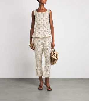 Faithfull The Brand Linen Polka Dot Capri Trousers - White