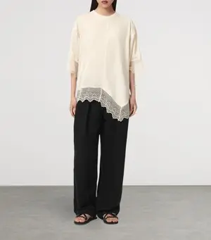 ALLSAINTS Cotton Lace-trim T-shirt - White