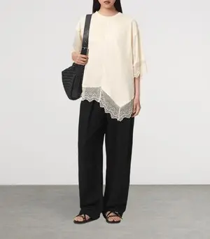 ALLSAINTS Cotton Lace-trim T-shirt - White