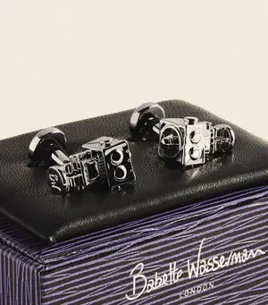 BABETTE WASSERMAN LONDON Rhodium-plated Robot Cufflinks