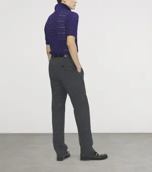 Alexander McQueen Wool Metallic-pinstripe Trousers