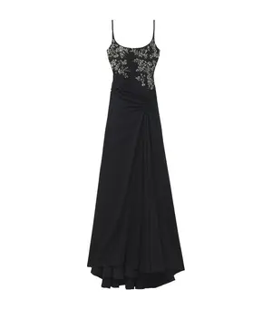Alexander McQueen Embellished Crepe Satin Gown - Black