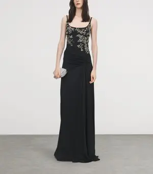 Alexander McQueen Embellished Crepe Satin Gown