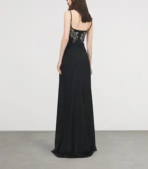 Alexander McQueen Embellished Crepe Satin Gown