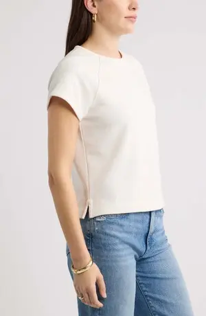 Caslon Short Sleeve Terry Sweatshirt - Ivory Cloud