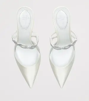 Rene Caovilla Satin Embellished-braid Heeled Mules 80