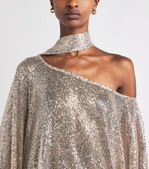 TALLER MARMO Sequined Fringe Kaftan Mini Dress