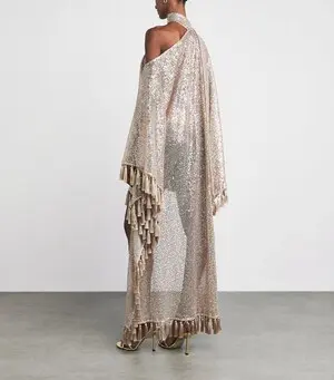TALLER MARMO Sequined Fringe Kaftan Mini Dress