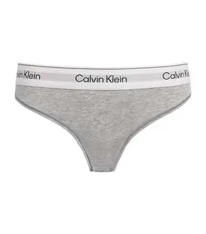 Calvin Klein Cotton-blend Icon Thong - Grey