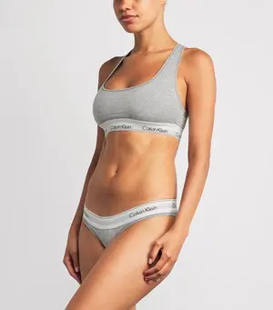 Calvin Klein Cotton-blend Icon Thong - Grey
