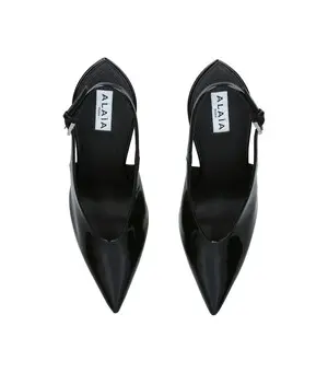 Alaïa Patent Leather Wedge Slingback Pumps