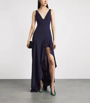 Stella McCartney Georgette Ruffled Asymmetric Gown