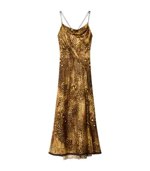 ALLSAINTS Animal Print Claire Midi Dress - Gold